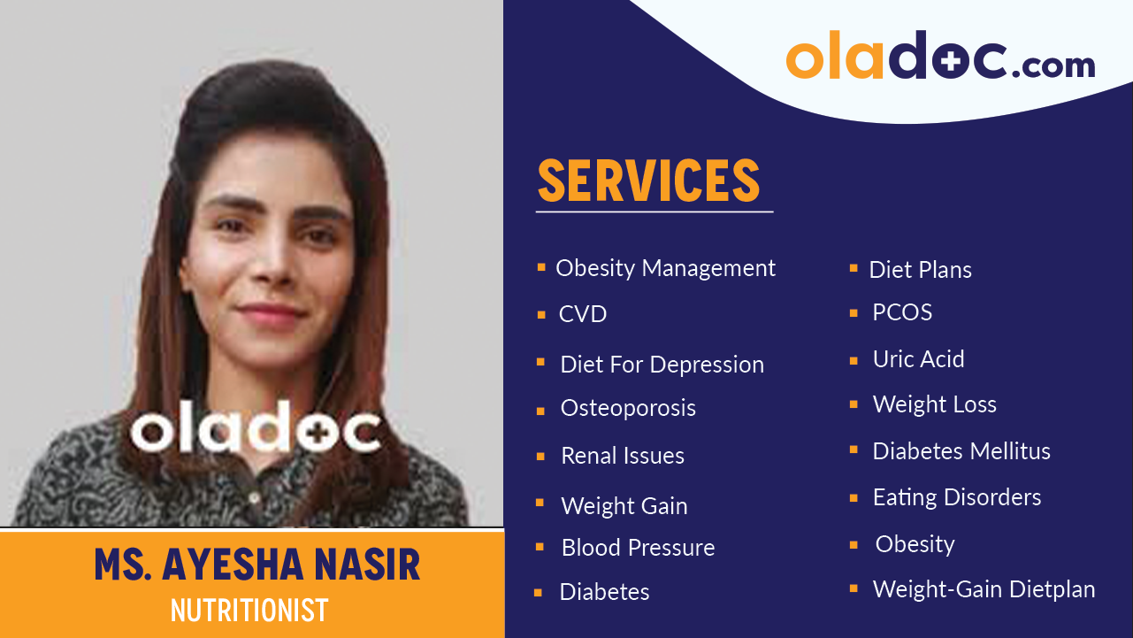 Ms. Ayesha Nasir - Dietitian at Holistic Care Clinic | oladoc.com