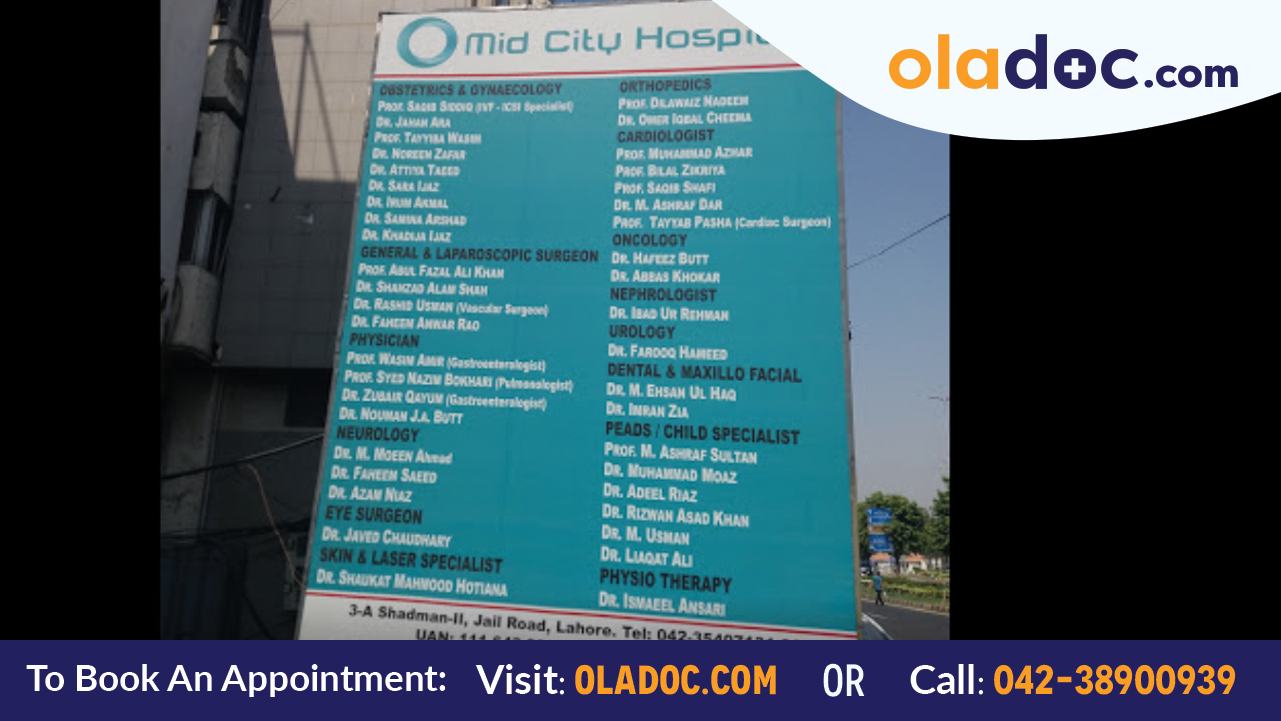 Mid City Hospital, Lahore | Doctors List, Fee, Contact Number | oladoc.com